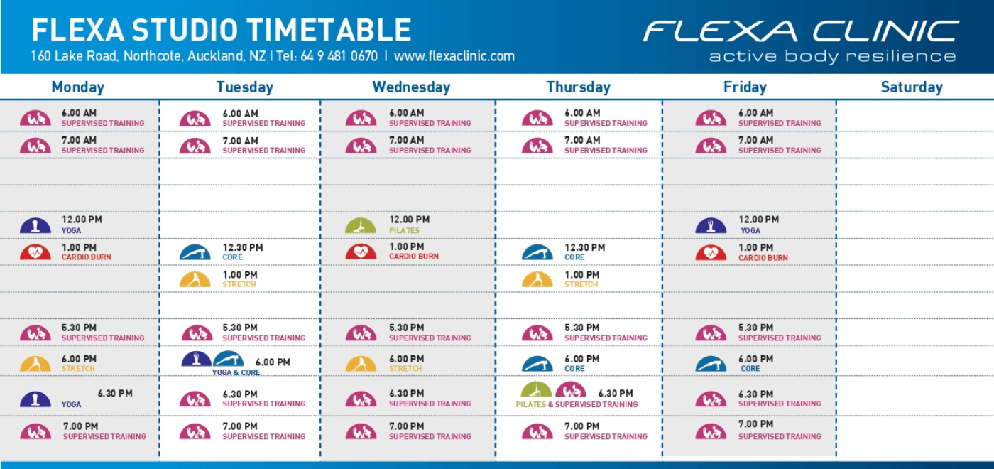 Timetable – Flexa Clinic